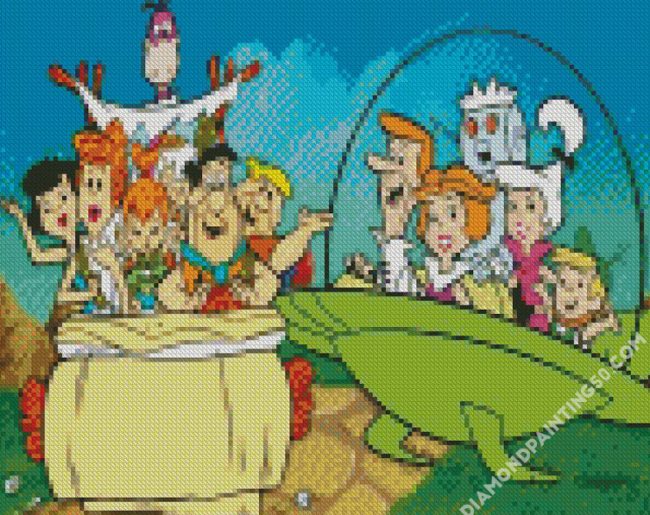 The Flintstones Cartoon Families Diamond Painting - DiamondPainting5d.com